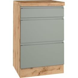 Unterschrank KOCHSTATION, B:50cm H:86cm T:60cmmatt salbei, wotaneiche, MDF, K&uuml;che, Schr&auml;nke, "KS-Virginia,neu in verbesserter Ausf&uuml;hrung", Breite 50