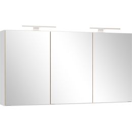 Spiegelschrank Welltime, B:120cm H:64cm T:20cm, wei&szlig;, MDF, Badezimmer, Schr&auml;nke, "TRIENT, 3D-Spiegelschrank 120 cm, ged&auml;mpfte Scharniere", matt