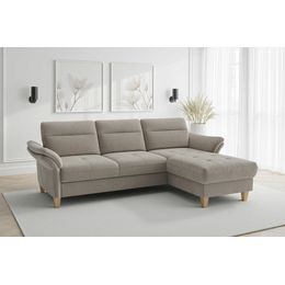 Sit & More Ecksofa SIT & MORE, B:230cm H:90cm T:164cmstone, 100% Polyester, Wohnzimmer, Sofas, "Pamela, L-Form, B:230 cm", mit Federkern