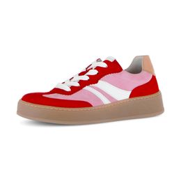 Gabor Damen Plateausneaker "FLORENZ", Gr. 36pink, rot, wei&szlig;, Nappaleder, Ziegenveloursleder, kontrastfarbene Details, Schuhe, Freizeitschuh,