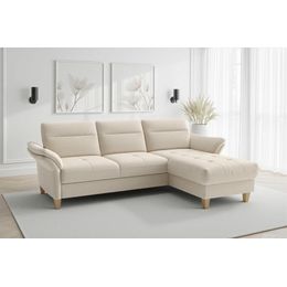 Sit & More Ecksofa SIT & MORE, B:230cm H:90cm T:164cmcreme, 95% Polyester 5% Polyamid, Wohnzimmer, Sofas, "Pamela, L-Form, B:230 cm", mit Federkern