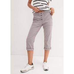 bonprix Damen Stretch-Hosegrau, Gr. 48, Obermaterial: 97% Baumwolle, 3% Elasthan, Hosen, mit Stretch-Anteil, wadenlange L&auml;nge, Regular Fit
