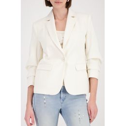 monari Damen Blouson "Jacke Blazer Kr&auml;usel&auml;rmel", wei&szlig;, Gr. 40, unifarben, Web, Obermaterial: 66% Baumwolle, 29% Polyamid, 5% Elasthan. Futter: 100%