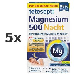 5x Tetesept Magnesium 500 Nacht Tabletten 30 St