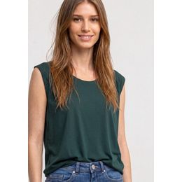 Street One Damen Shirttopshadow teal, Gr. 36, unifarben, Stoff, 95% Viskose, 5% Elasthan, Tops, aus stretchigem Viskosematerial