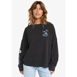 Roxy Damen Sweatshirt "EAST SIDE MIDWEIGHT LS"phantom, Gr. XS, angeraute Sweatware, Obermaterial: 60% Baumwolle, 40% Polyester, Sweatshirts,