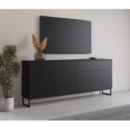 Sideboard OTTO HOME, B:200cm H:81,6cm T:34,5cmschwarz, Holzwerkstoff, Melamin, Metall, Wohnzimmer, Sideboards, "Modo II, Breite 200 cm, moderne