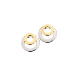 Firetti Damen Paar Ohrstecker "Schmuck Geschenk Titan Ohrschmuck Ohrringe bicolor", 9,5mm, Titantitanfarben, gelbgoldfarben, Titan, Ohrringe