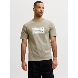 Jack & Jones JACK & JONES Herren Rundhalsshirt "JCOFUSION BOX PRINT TEE SS CN SN"vetiver, Gr. S, bedruckt, Jersey, Obermaterial: 100% Baumwolle, Shirts,