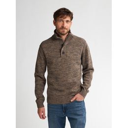Herren Troyeroak, Gr. L, PETROL INDUSTRIES, Strick, Obermaterial: 100% Baumwolle, Pullover, Kragen mit Rei&szlig;- und Knopfverschluss