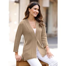 Classic Basics Damen Strickjackebeige, Gr. 50, unifarben, 100% Polyacryl, Strickjacken