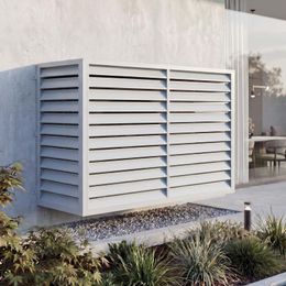 Verkleidung f&uuml;r Klimaanlage/W&auml;rmetauscher MCW-O43, Abdeckung Schutzgitter, Metall 132x175x75cm ~ grau-wei&szlig;