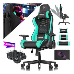 Kesser&reg; Gaming Stuhl Ergonomisch B&uuml;rostuhl mit Kopfst&uuml;tze & Lendenkissen Racing Gamer Stuhl 150kg belastbar Armlehne 360&deg; Drehbarer Schreibtischstuhl Gaming Chair + Gummi-Rollen