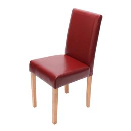 MCW Esszimmerstuhl Littau, K&uuml;chenstuhl Stuhl, Leder ~ rot, helle Beine