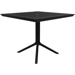 CLP Gartentisch Lenval 80 x 80 cm wetterfester Balkontisch mit UV-best&auml;ndiger Oberfl&auml;che, eckiger Bistrotisch f&uuml;r Balkon, Terrasse und Garten