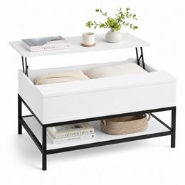 Relaxdays Couchtisch, Wei&szlig;, Holzwerkstoff, Metall, 86.5x58x90 cm, Wohnzimmer, Wohnzimmertische, Couchtische