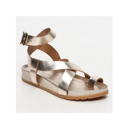 Les BAGATELLES Leder-Zehensandalen "Vian" in Gold - 38% | Gr&ouml;&szlig;e 39 | Damen-sandalen