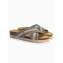 BAYTON Pantoletten "Burgos" in Schwarz/ Creme/ Khaki - 40% | Gr&ouml;&szlig;e 38 | Damen-pantoletten