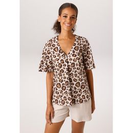 Aniston Bluse in Wei&szlig;/ Braun - 65% | Gr&ouml;&szlig;e 46 | Damen-blusen