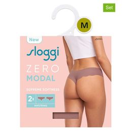 Sloggi 2er-Set: Strings "Zero Modal 2.0" in Hellbraun - 44% | Gr&ouml;&szlig;e XL | Damen-unterteile