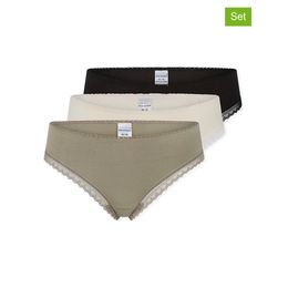 Schiesser 3er-Set: Slips in Oliv/ Creme/ Schwarz - 39% | Gr&ouml;&szlig;e 40 | Damen-unterteile