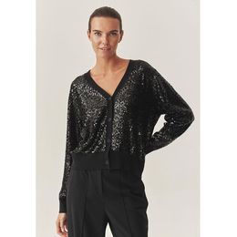 TATUUM Paillettencardigan "Gloss" in Schwarz - 56% | Gr&ouml;&szlig;e L | Damen-pullover-cardigans