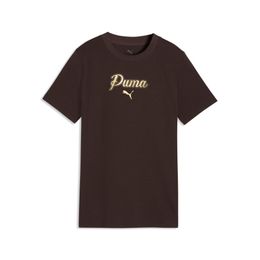 Puma Kinder T-Shirt "Essentials Script Glitter T-Shirt M&auml;dchen"chocolate fondue braun, Gr. 176, Obermaterial: 100% Baumwolle. Rippe: 80% Baumwolle,