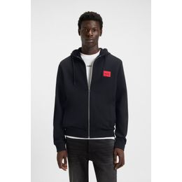 Hugo Herren Kapuzensweatjacke "Daple", schwarz, Gr. S, unifarben, Sweatware, Obermaterial: 100% Baumwolle, Sweatjacken, Kapuze mit Kordelzug, Regular