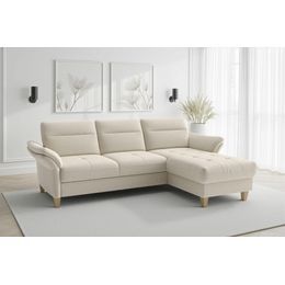 Sit & More Ecksofa SIT & MORE, B:230cm H:90cm T:164cmcreme, 95% Polyester 5% Polyamid, Wohnzimmer, Sofas, "Pamela, L-Form, B:230 cm", mit Federkern und