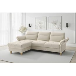 Sit & More Ecksofa SIT & MORE, B:230cm H:90cm T:164cmcreme, 95% Polyester 5% Polyamid, Wohnzimmer, Sofas, "Pamela, L-Form, B:230 cm", mit Federkern und