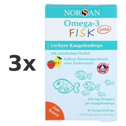 3x Norsan Omega-3 Fisk Jelly f.Kinder Dragees 45 St