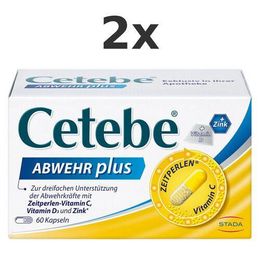 STADA 2x Cetebe Abwehr plus Vitamin C+Vitamin D3+Zink Kaps. Set 60 St