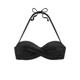Lascana B&uuml;gel-Bandeau-Bikini-Top 'Italy' schwarz Gr. 36 Cup E. Mit Raffung. Mit B&uuml;gel Und Mit Seitlichen St&auml;bchen