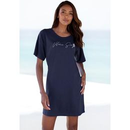 VIVANCE DREAMS BY LASCANA Sleepshirt blau Gr. 36/38 f&uuml;r Damen. Rundhals und Druck. Bequem. Nachhaltig.
