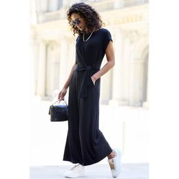 Lascana Culotte-Overall schwarz Gr. 34 f&uuml;r Damen. Mit Rundhals. Figurumspielend. Nachhaltig.