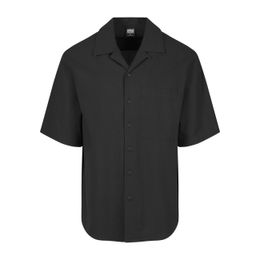 Urban Classics Herren Langarmhemd "Urban Classics Herren Relaxed Seersucker Short Sleeve Shirt"schwarz, Gr. M, unifarben, 100% Baumwolle, Hemden