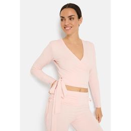 LSCN BY LASCANA Wickelshirt softpink Gr. 48/50 f&uuml;r Damen. Mit V-Ausschnitt. Figurbetont. Nachhaltig.