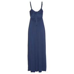 Lascana Maxikleid 'mit tiefem R&uuml;ckenausschnitt und Bindeband' blau Gr. 36 f&uuml;r Damen. Mit Rundhals. Figurumspielend. Nachhaltig.