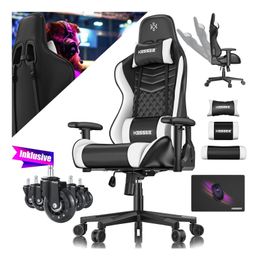 Kesser&reg; Gaming Stuhl Ergonomisch B&uuml;rostuhl mit Kopfst&uuml;tze & Lendenkissen Racing Gamer Stuhl 150kg belastbar Armlehne 360&deg; Drehbarer Schreibtischstuhl Gaming Chair + Gummi-Rollen