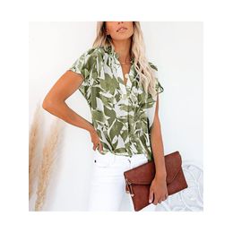 LA Angels Bluse in Wei&szlig;/ Khaki - 54% | Gr&ouml;&szlig;e L | Damen-blusen