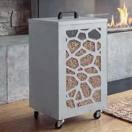 Pelletbeh&auml;lter MCW-Q30 Waben, Pelletbox Aufbewahrungsbox f&uuml;r z.B. Tierfutter, Rollen F&uuml;&szlig;e 64x36x36cm ~ wei&szlig;-hellgrau
