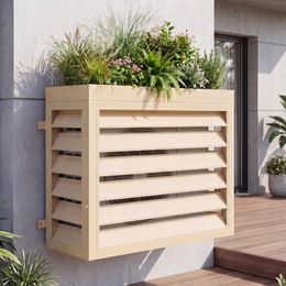 Verkleidung f&uuml;r Klimaanlage/W&auml;rmetauscher MCW-O43 mit Pflanzkasten, Abdeckung, Metall 80x97x38cm ~ Eiche-Optik