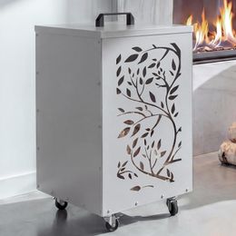 Pelletbeh&auml;lter MCW-Q30 Ranken, Pelletbox Aufbewahrungsbox f&uuml;r z.B. Tierfutter, Rollen F&uuml;&szlig;e 64x36x36cm ~ wei&szlig;-hellgrau
