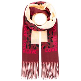 Zwillingsherz Schal "Leo Love & Hearts" in Bordeaux/ Pink/ Beige - (L)180 x (B)70 cm - 20% | Damen-schals-tuecher