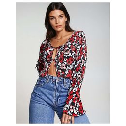 MONKI Bluse in Schwarz/ Rot/ Wei&szlig; - 16% | Gr&ouml;&szlig;e S | Damen-blusen