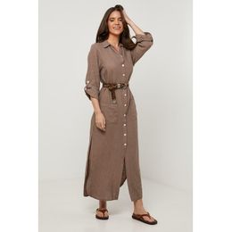 Le Monde du Lin Leinen-Kleid in Taupe - 71% | Gr&ouml;&szlig;e 38/40 | Damen-kleider