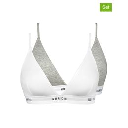 Nur Die 2er-Set: Soft-BH in Grau/ Wei&szlig; - 26% | Gr&ouml;&szlig;e 40/42 | Damen-bhs