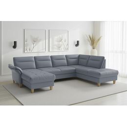 Sit & More Wohnlandschaft SIT & MORE, B:292cm H:90cm T:212cmgraublau, Sofas, "Pamela, U-Form, B: 292 cm, Leder"