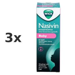 3x Wick Nasivin Dosiertropfer oK Baby 0,1 mg/ml Ntr 5 ml