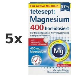 5x Tetesept Magnesium 400 hochdosiert Tabletten 30 St